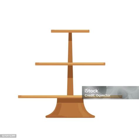 컵케이크 페이스트리 케이크 또는 페이스트리를 전시하고 보관할 수 있는 3층 짜리 나무 스탠드 창 드레싱용 쟁반에 대한 스톡 벡터