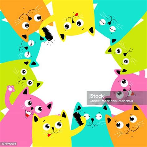 귀여운 고양이 다채로운 여기에 텍스트를 배치 벡터 일러스트 고양이 새끼에 대한 스톡 벡터 아트 및 기타 이미지 고양이 새끼 귀여운 기이함 Istock