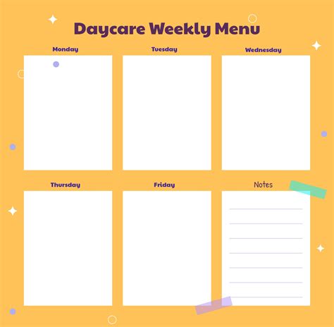 Blank Menu For Day Care 10 Free Pdf Printables Printablee