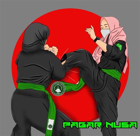 Santriwati Pagar Nusa Sketsa Desain Vektor Ilustrasi Vektor