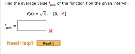 solved find the average value fave of the function f on the