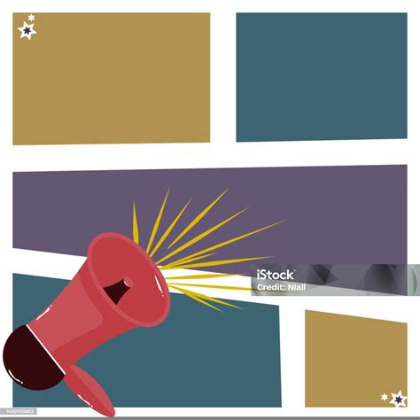 새로운 발표를 보여주는 대화 거품과 메가 폰 그리기 신선하고 중요한 뉴스 메시지를 제시 음성 풍선 황소 뿔 음성 장치 개체 그룹에 대한 스톡 벡터 아트 및 기타 이미지