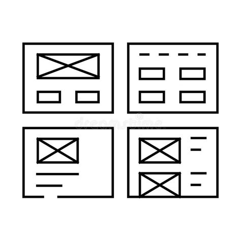 Wireframe Ux Ui Design Line Icon Vector Illustration Stock Illustration Illustration Of