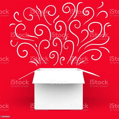 손으로 그린된 그린된 낙서와 열린된 빈 흰색 골 판지 상자는 컬 한다 전면 보기 3d 렌더링입니다 그리기에 대한 스톡 사진 및 기타 이미지 Istock