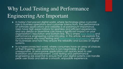 PPT Why Load Testing And Performance Engineering Are Important PowerPoint Presentation ID
