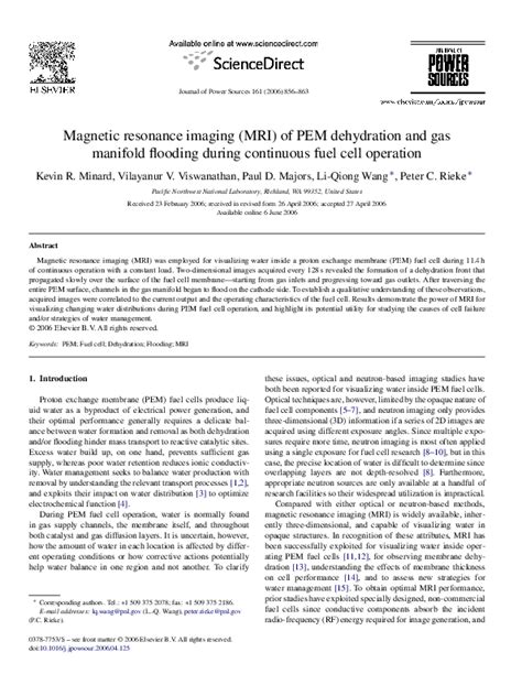 Pdf Magnetic Resonance Imaging Mri Of Pem Dehydration And Gas Manifold Flooding During