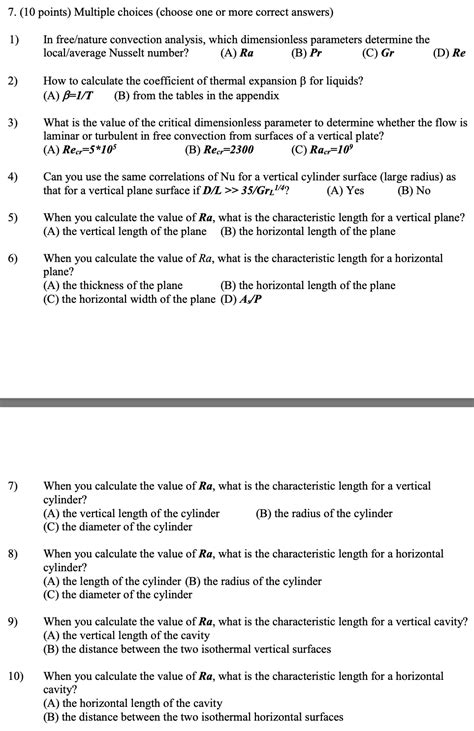 Solved 1 In Free Nature Convection Analysis Which