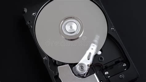 Hard Disk Drive Inside With Rotating Platter And Arm Stock Footage Video Of Disc Record