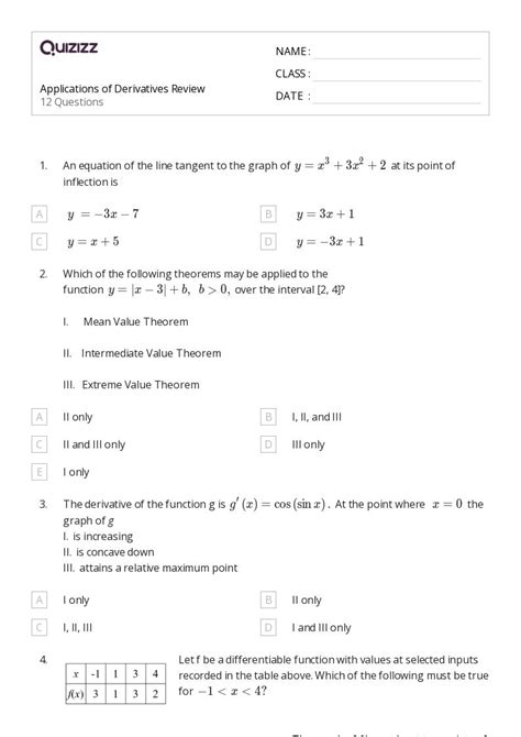 50 Second Derivatives Of Trigonometric Functions Worksheets On Quizizz Free And Printable