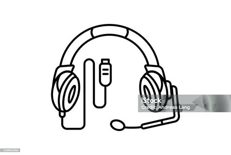 헤드폰 플랫 아이콘 미니멀리스트 기술 기호 Pc 하드웨어 기호 아트웍 데스크탑 컴퓨터에 대한 스톡 벡터 아트 및 기타 이미지