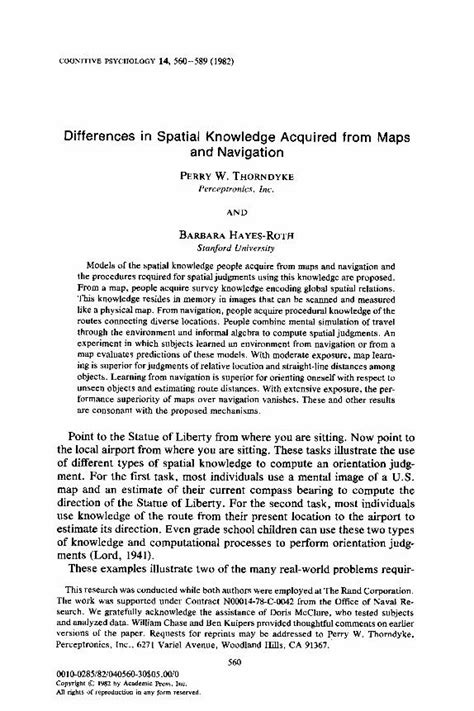 Pdf Differences In Spatial Knowledge Acquired From Maps
