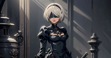 #animegirl 2B Holding Katana - Remasteredのイラスト - pixiv