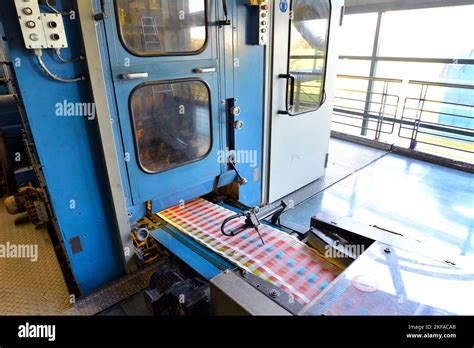 Roll Offset Print Machine In A Large Print Shop For Production Of Newspapers Magazines Stock