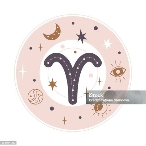 양자리 별자리 기호 벡터 조디악 점성술 요소 로고 또는 아이콘에 대한 비강 기호입니다 점성술 기호에 대한 스톡 벡터 아트 및