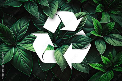 Reduce Reuse Recycle Icon Symbol On Leaf Ecological Concept Ecological Metaphor For Ecological