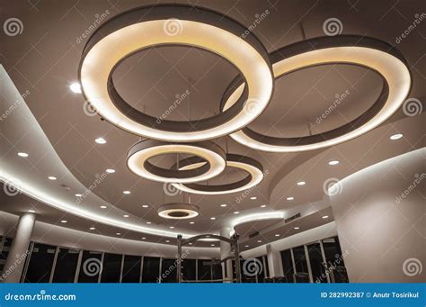 Hanging Rounded Ceiling Mounted Light Fixtures With Modern Led Light