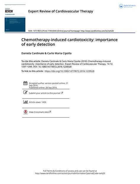 Pdf Chemotherapy Induced Cardiotoxicity Importance Of Early Detection