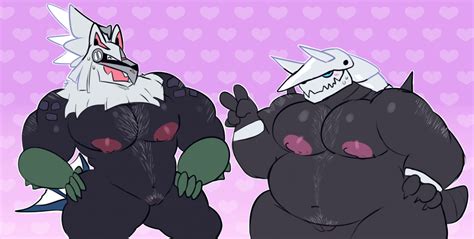 Rule 34 Aggron Andromorph Anthro Arm Hair Belly Big Pecs Black Body