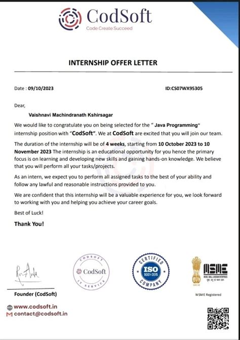 vaishnavi kshirsagar on linkedin internship codsoft excited