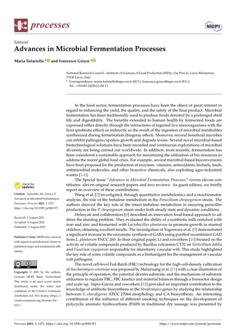 Pdf Advances In Microbial Fermentation Processes