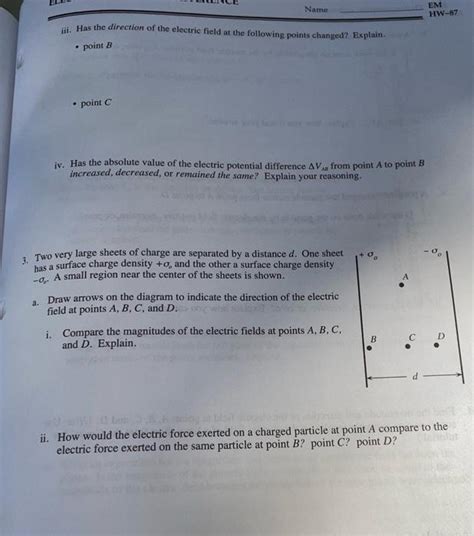 Solved Iii Has The Direction Of The Electric Field At The Chegg