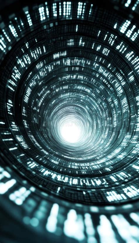Digital Tunnel Spiraling Vortex Of Binary Code Big Data And Information Technology Concept