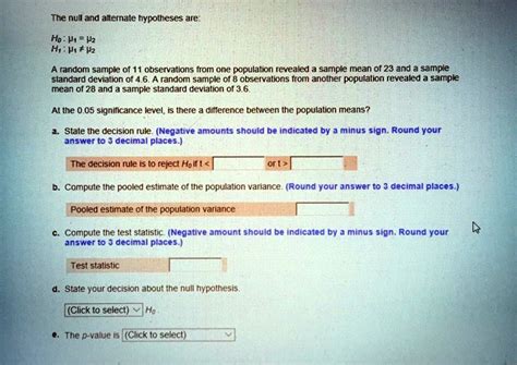 Solved The Null And Altemate Hypotheses Are Hi Vz H Hi Vz Random