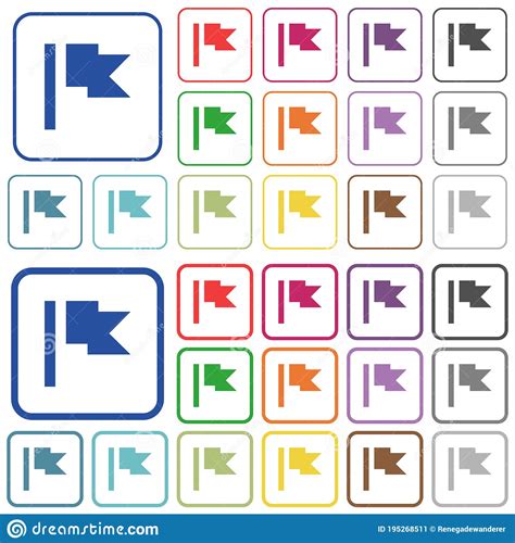 Flag Outlined Flat Color Icons Stock Vector Illustration Of Milestone Marker 195268511