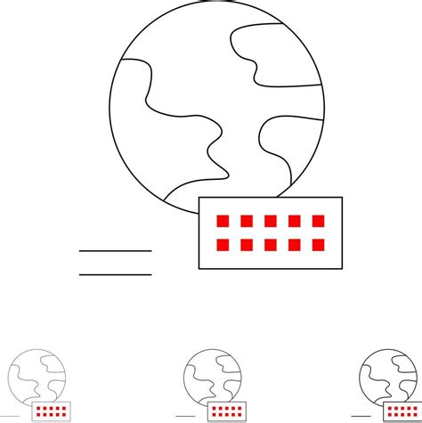 World Globe Marketing Bold And Thin Black Line Icon Set 14233800 Vector