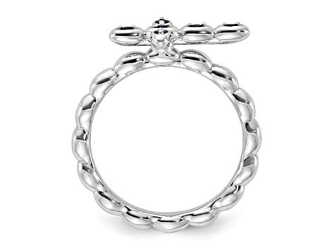 Rhodium Over Sterling Silver Stackable Expressions Cross Lab Created