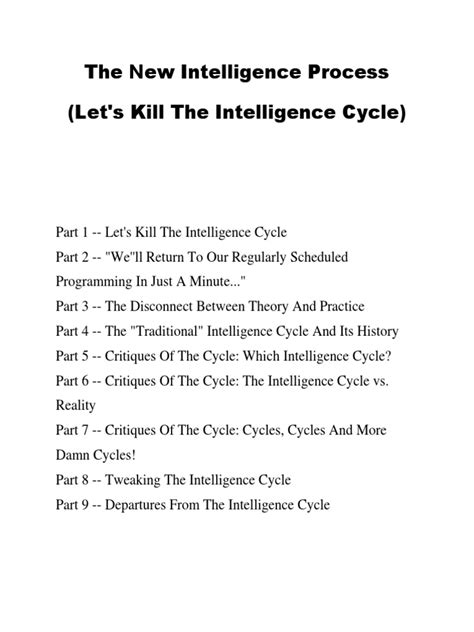 The New Intelligence Process Lets Kill The Intelligence Cycle Pdf Intelligence Analysis The New Intelligence Process Lets Kill The Intelligence Cycle Pdf Intelligence Analysis
