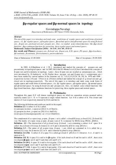 Pdf P Regular Spaces And P Normal Spaces In Topology