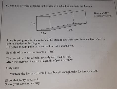 Solved 10 Jonty Has A Storage Container In The Shape Of A Cuboid As Shown In The Diagram