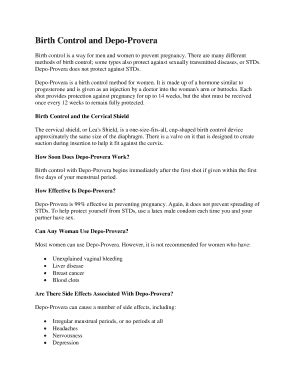 Fillable Online Birth Control And Depo Provera Fax Email Print PdfFiller