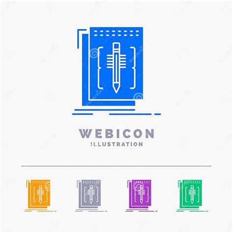 Code Edit Editor Language Program 5 Color Glyph Web Icon Template