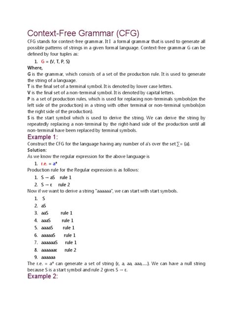 Cfg Context Free Grammar Download Free Pdf Computer Programming Mathematical Logic