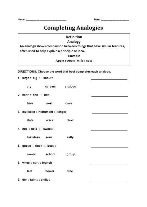 Analogy Worksheets Artofit