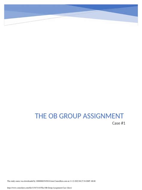 The Ob Group Assignment Case 1 Pdf Perception Experience