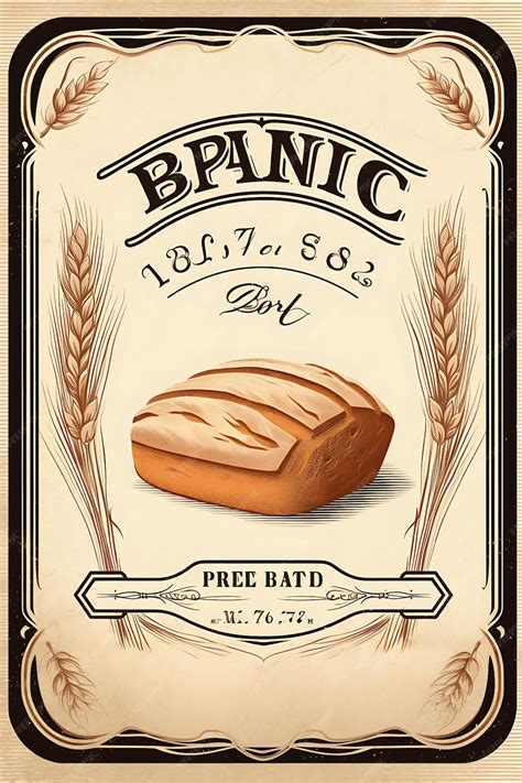 Premium Ai Image Bread Label Vintage Loaf Of Bread Earth Tones Serif