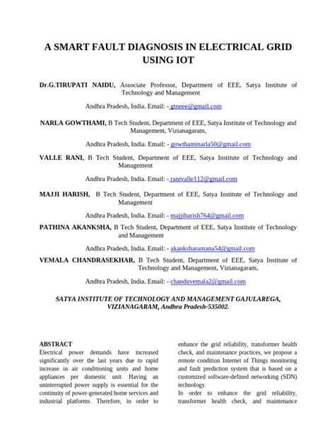A Smart Fault Diagnosis In Electrical Grid Using Iot Pdf Embedded