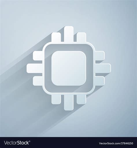 Paper Cut Computer Processor With Microcircuits Vector Image