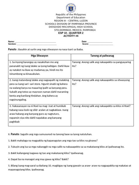 Esp 10 Q2 Activity 4 Pdf