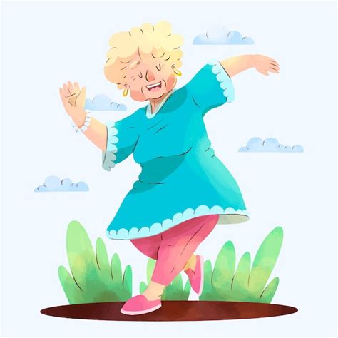 Idosos Se Divertindo Ilustração Vetor Premium