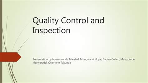 Quality Inspection Presentation Pdf