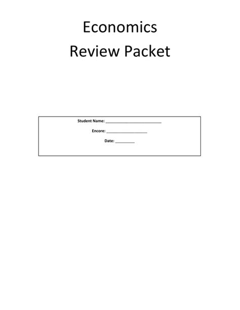 Economics Unit Review Guide