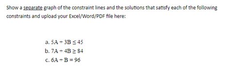 Solved Show A Separate Graph Of The Constraint Lines And The