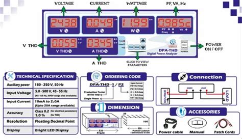 Embuilt Seven Segment Digital Power Analyzer With Thd Dpa Thd At