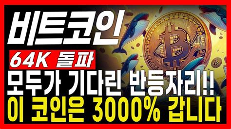 비트코인 전망 64k 돌파 모두가 기다린 반등자리 이 코인은 3000 갑니다 Youtube