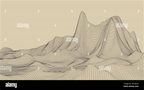 Abstract Wireframe Landscape Background Cyberspace Grid 3d Technology Wireframe Illustration