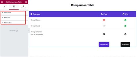 How To Create Comparison Table With Elementor Comparison Table Widget